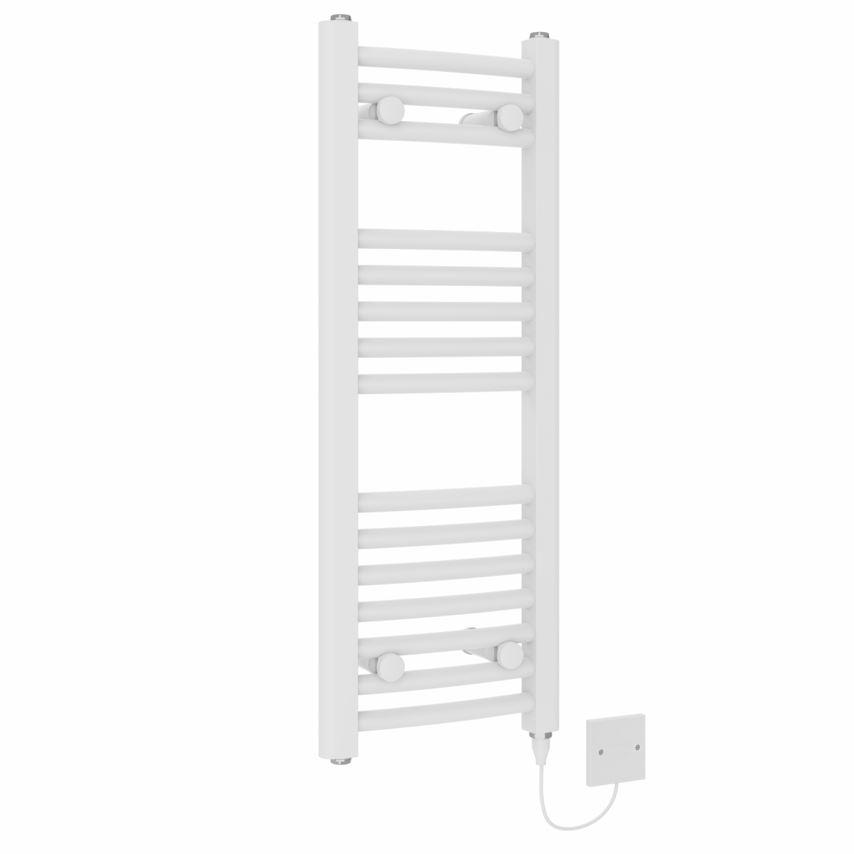 Fjord 800 x 300mm White Curved Electric Heated Towel Rail