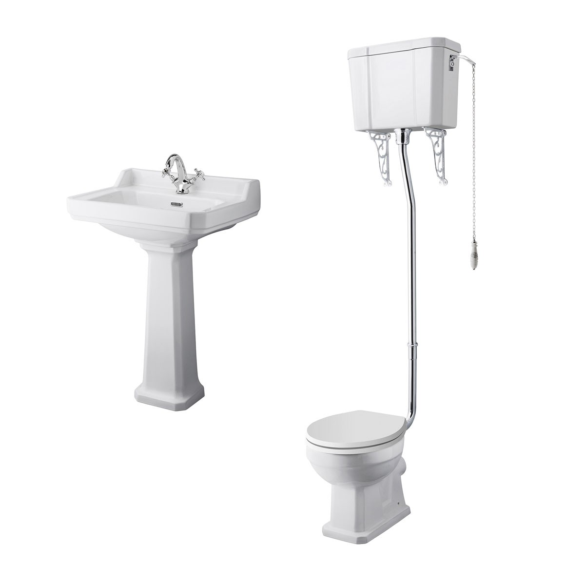 Wellington High Level Toilet and Basin Cloakroom Suite - Choice of Size ...