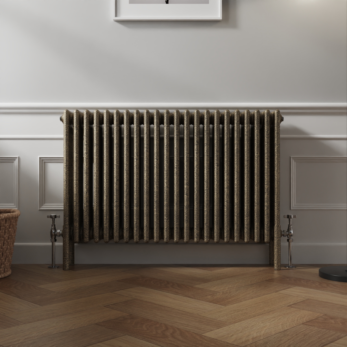 Bern 600 x 1010mm Black Gold Four Column Horizontal Traditional Radiator
