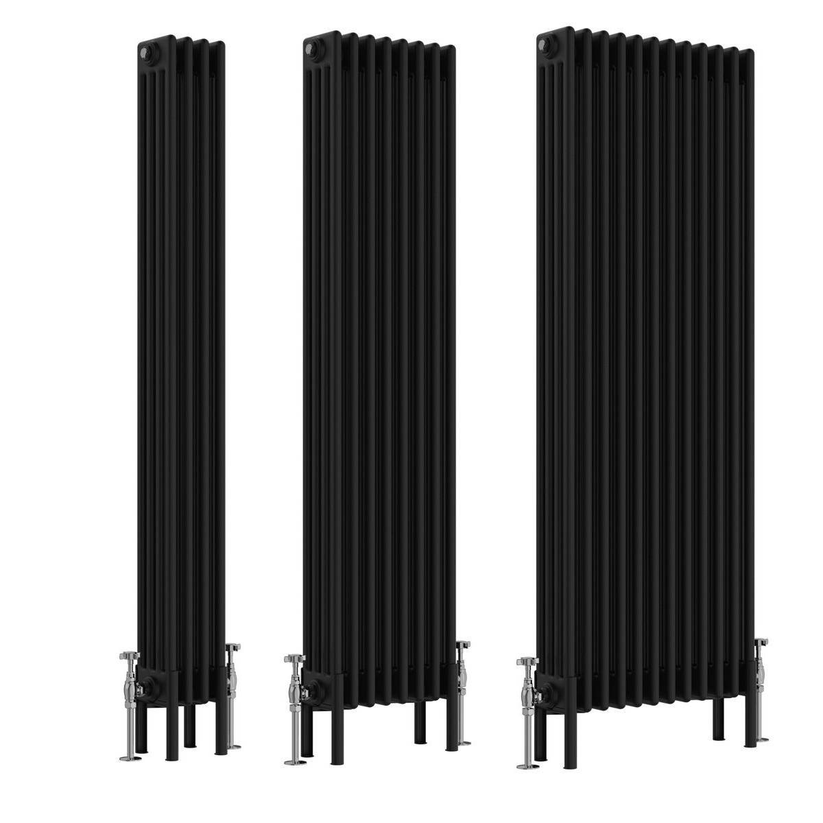 Bern 1500 x 560mm Traditional Anthracite Vertical Four Column Radiator