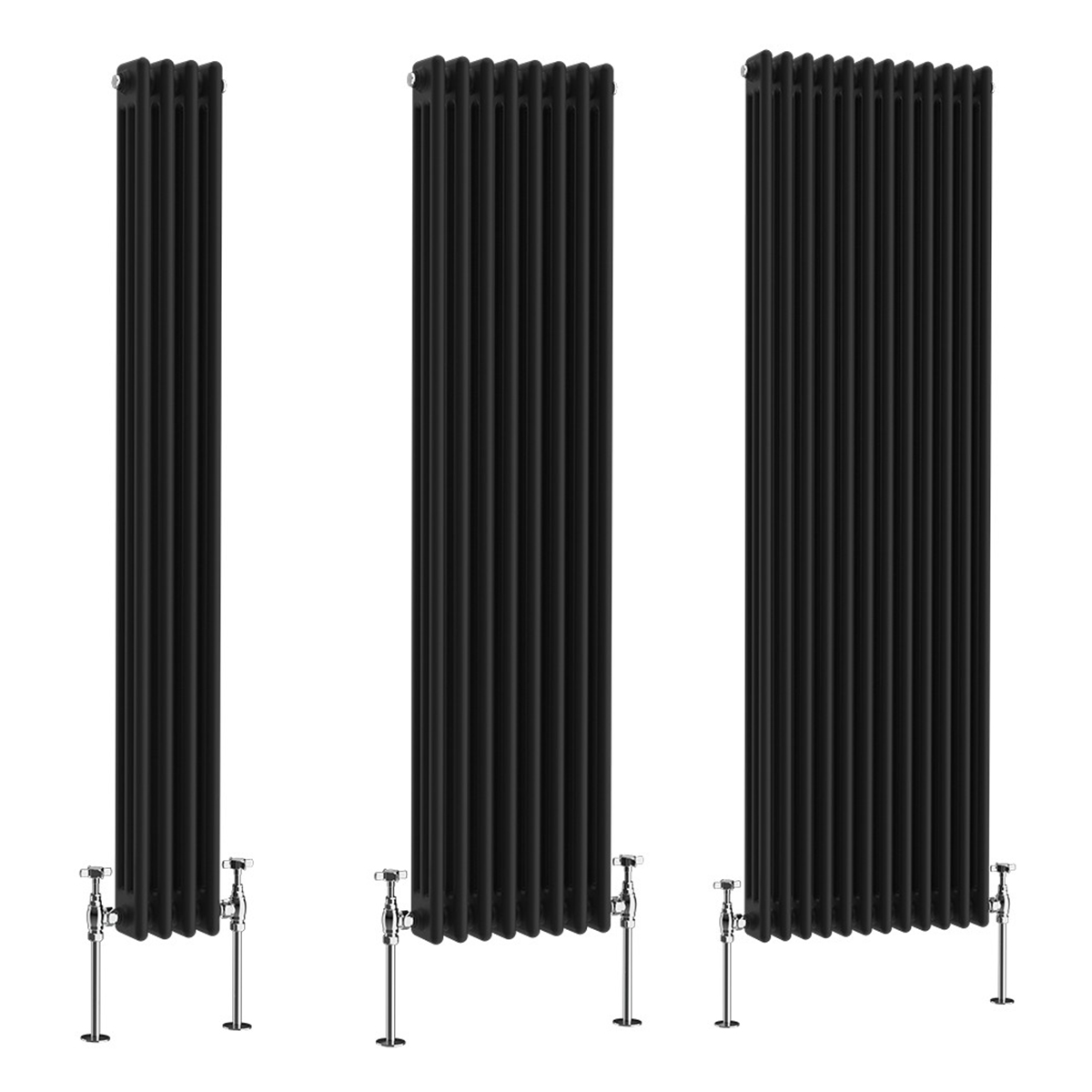 Bern - Black Traditional Vertical Triple Column Radiator - Choice of Size