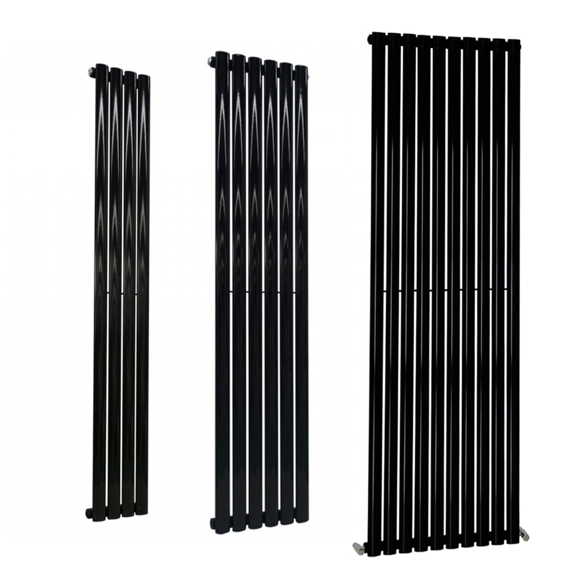 Norden - Black Vertical Oval Column Designer Radiator - Chose of Height ...