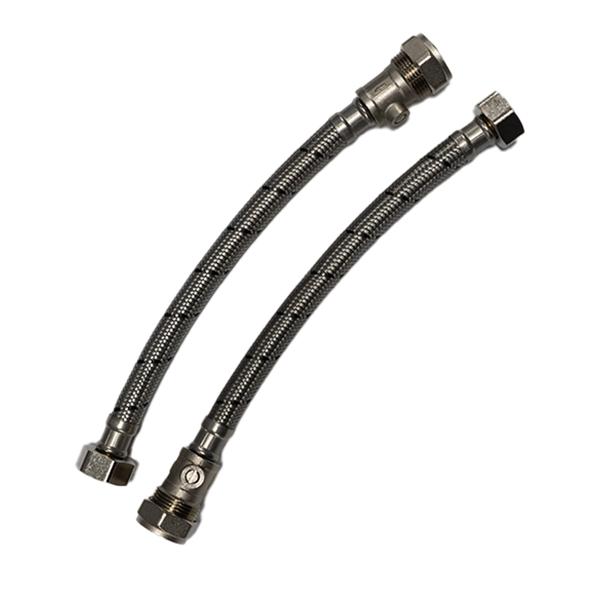 12mm x 1/2" Pair Flexible Tap Connectors with Isolation Valve 300mm ...
