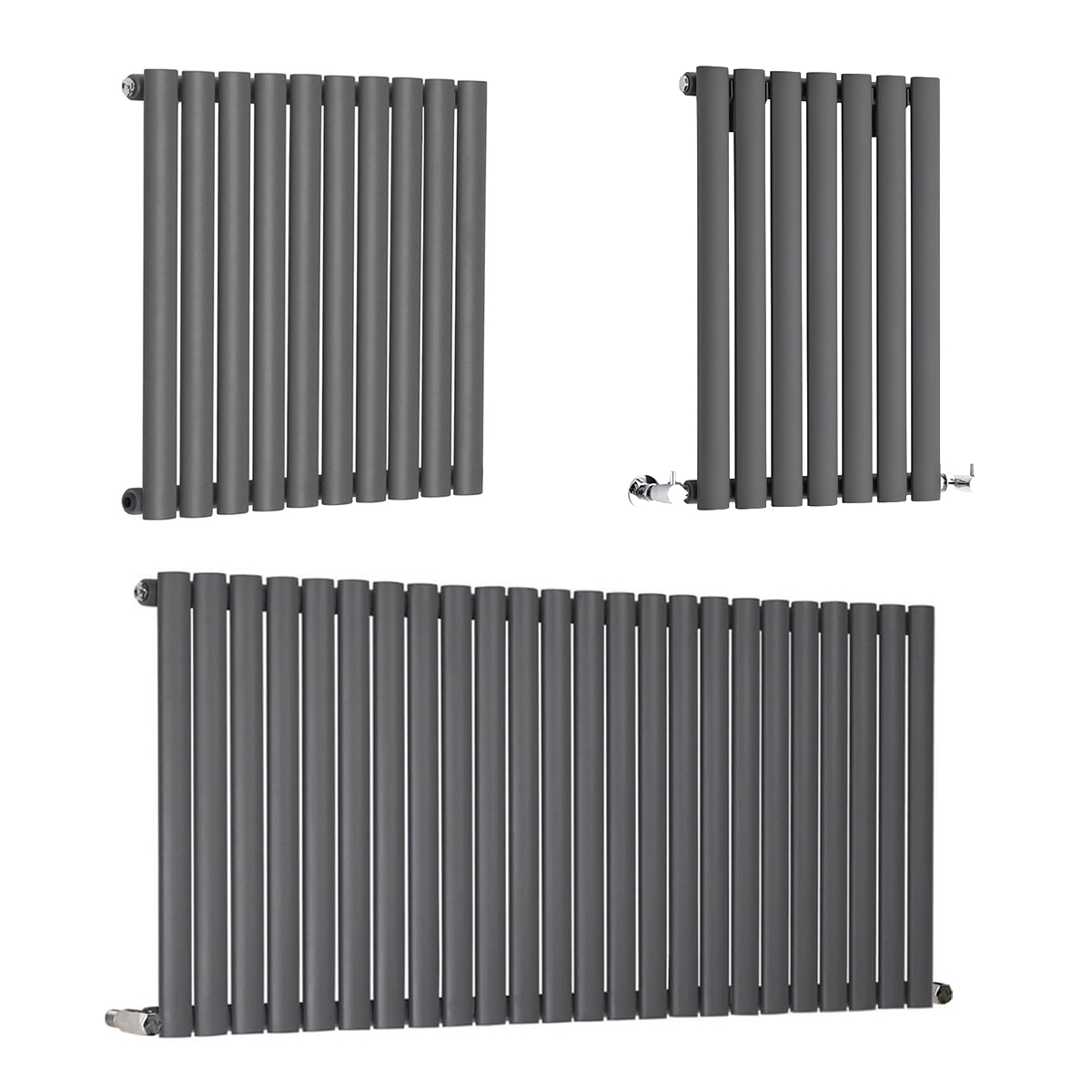 Norden - Anthracite Horizontal Oval Column Designer Radiator - 600mm ...