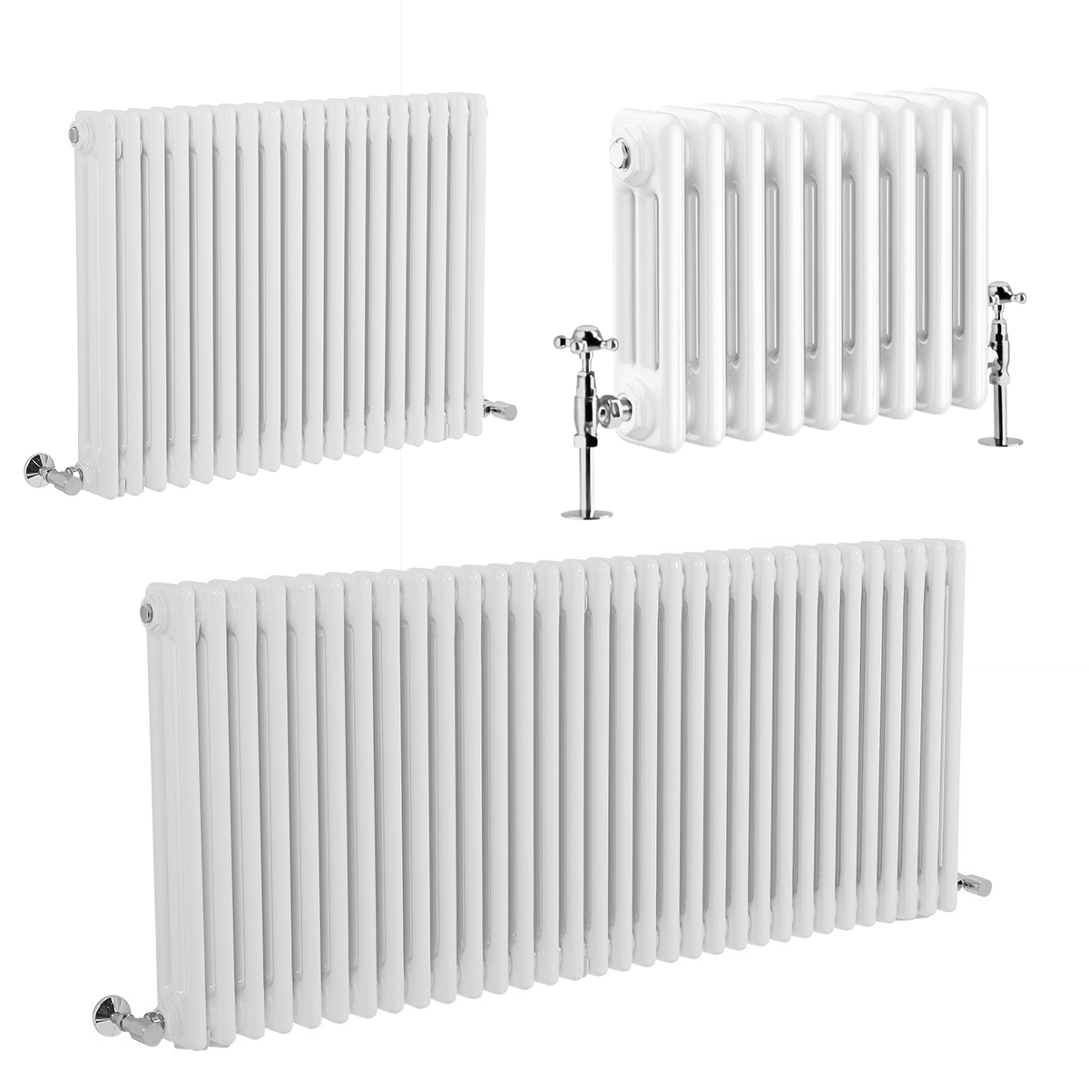 Bern - White Traditional Horizontal Triple Column Radiator - Choice of Size