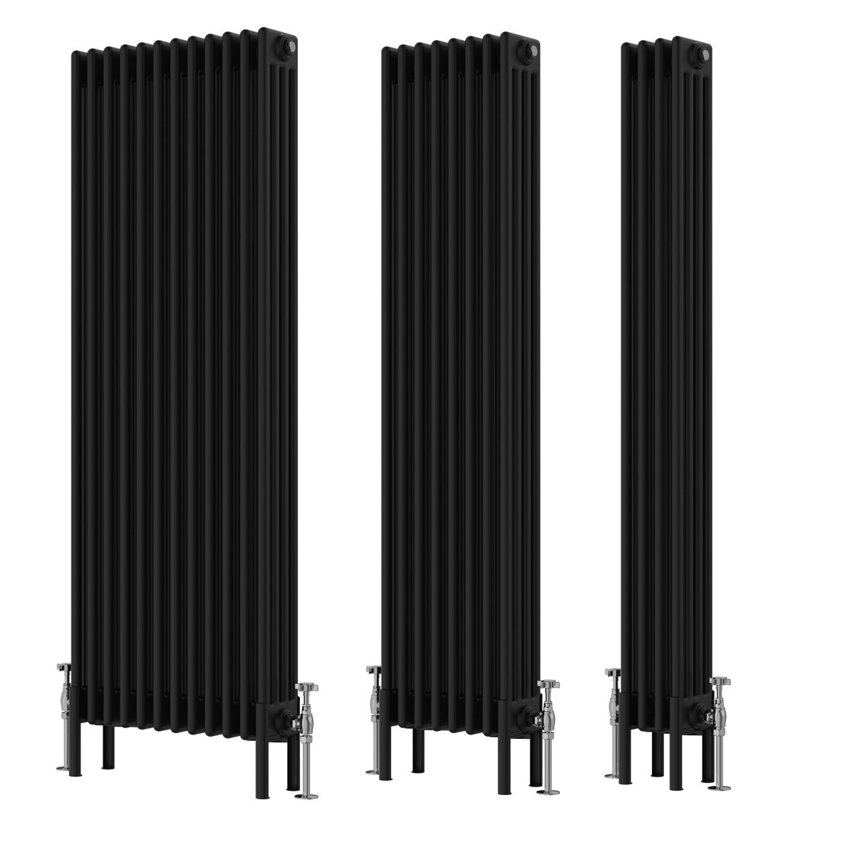 Bern 1500 x 560mm Traditional Anthracite Vertical Four Column Radiator