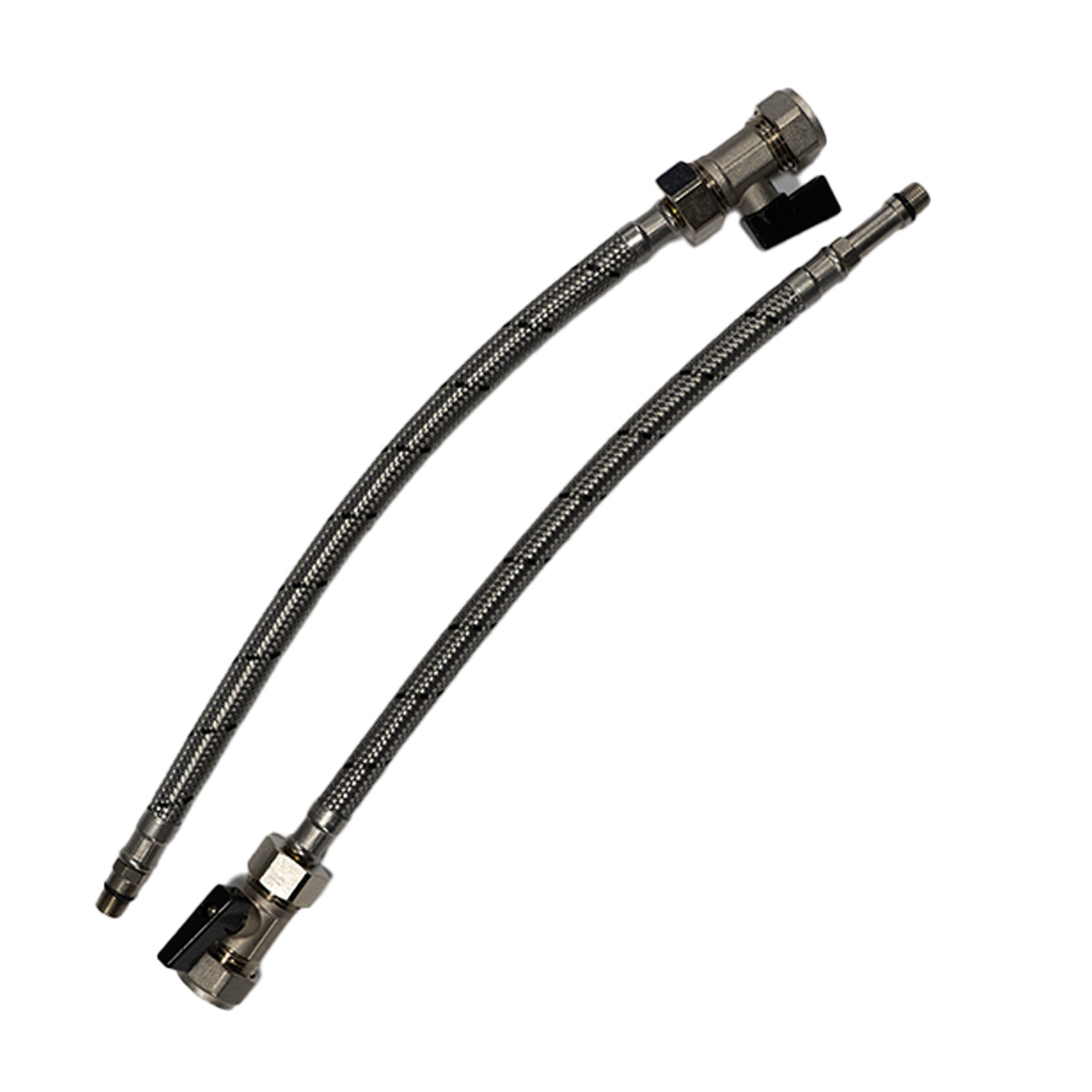 12mm x 1/2" Pair Flexible Tap Connectors with Isolation Valve 300mm ...