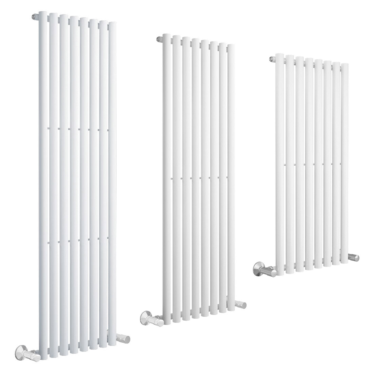 Voss - White Round Tube Vertical Radiator - Choice of Size and Panel