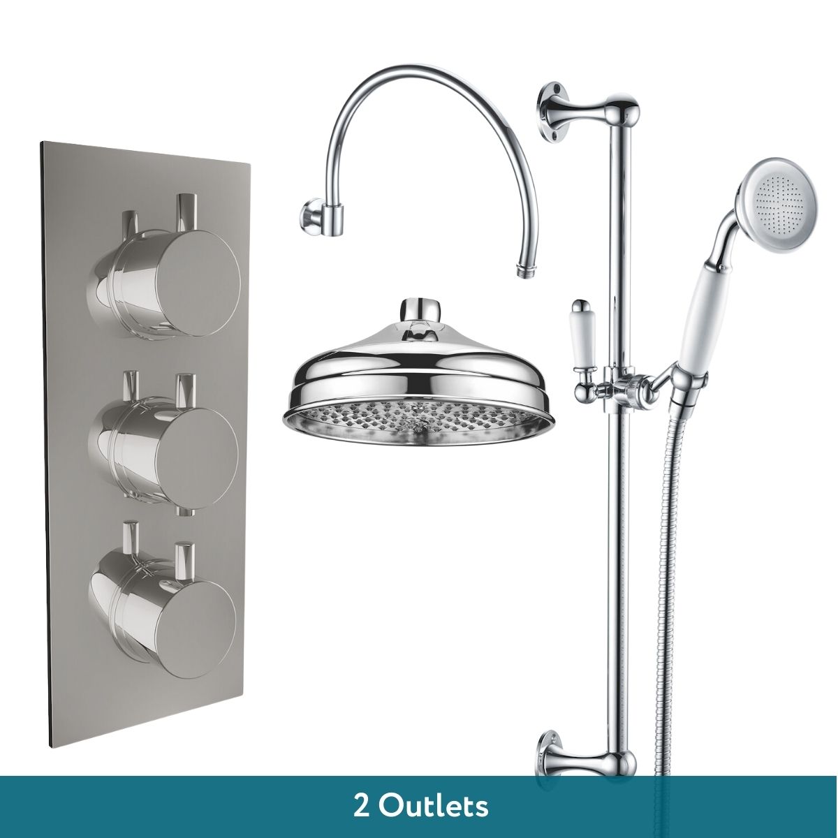 Melrose Traditional Chrome Twin Round Handle Concealed Valve Built in ...