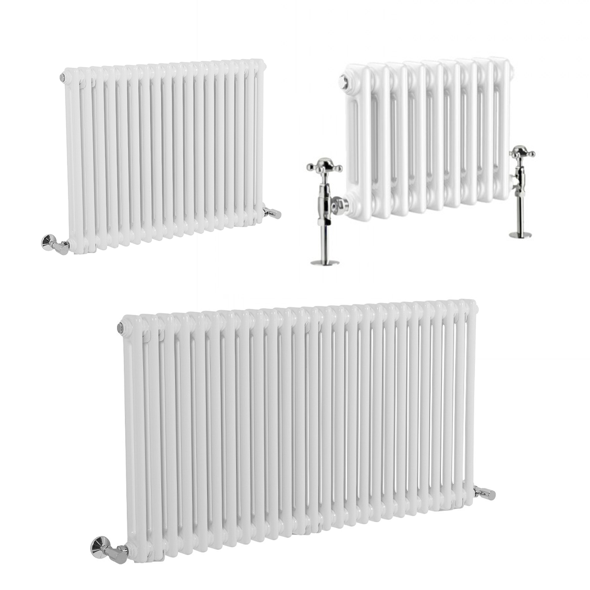Bern - Black Traditional Horizontal Double Column Radiator - Choice of Size