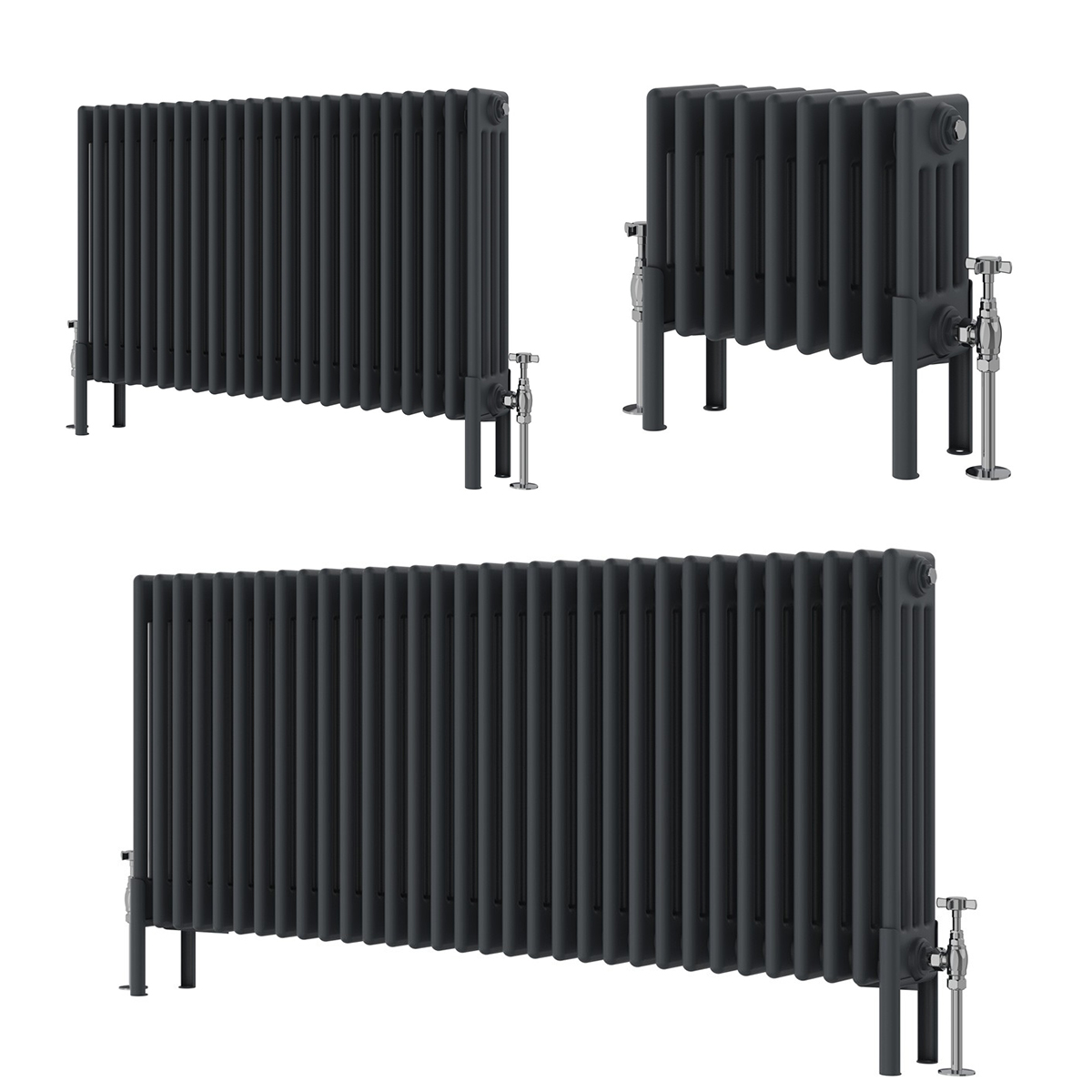 Bern - Traditional Anthracite Horizontal Four Column Radiator - Choice ...